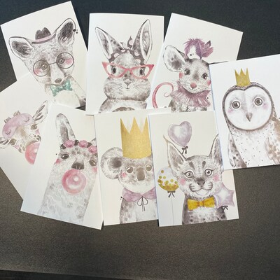 24 Woodland Creature Blank Greeting Cards 24 Cards Envelopes Whimsical ...
