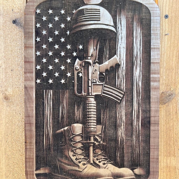 Fallen Soldier Memorial Dog Tag - 3D Laser Illusion Patriotic Engraving ...