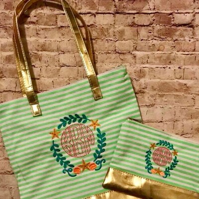 Beach Monogram Frame Digital Machine Embroidery Design 4 Sizes ...