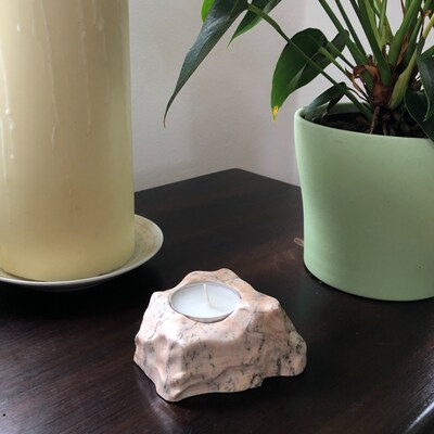 Light Brown Lotus Porcelain Plaster Tea Light Candle Holder Home Decor ...