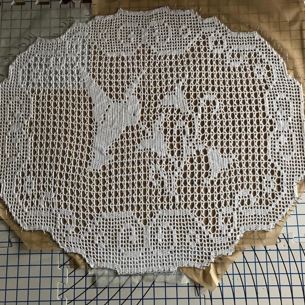 Vintage Filet Crochet Pattern 25" Hummingbird & Flowers Centerpiece PDF ...