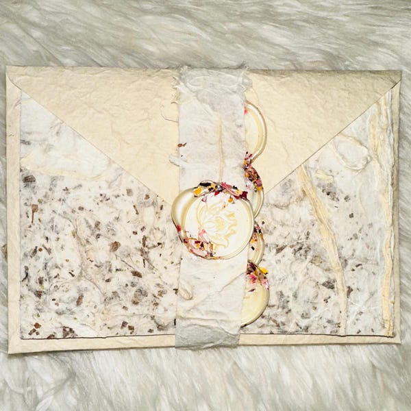 Real Flower Note Card Sets and Envelopes Handmade Mulberry Paper With ...