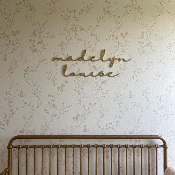 Wood Script Nursery Baby Room Name Laser Cut Sign Cursive First and ...