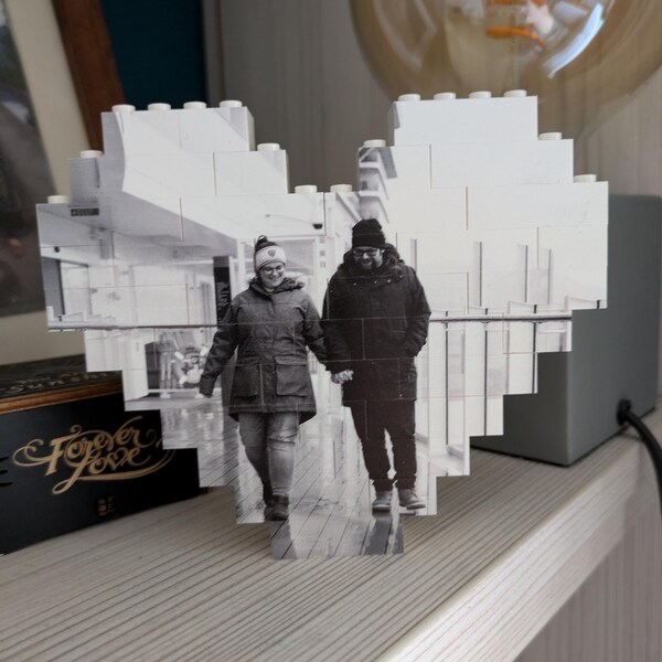 Medium Heart Photo Block Made From, LEGO® Bricks, Personalised, WHITE ...