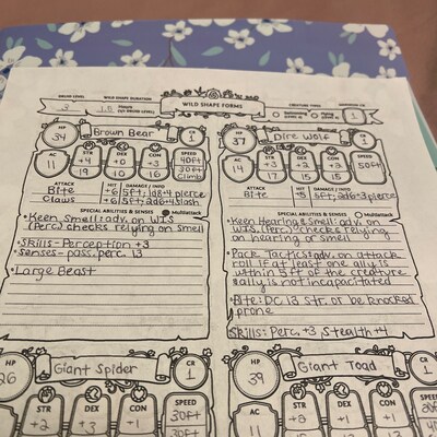 Dnd 5e Druid Wild Shapes: A4 Character Sheet PDF Compatible With Fifth ...