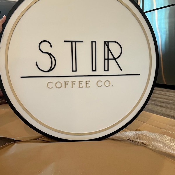 Custom Business Logo Sign: Round Wooden Interior Signage - Etsy