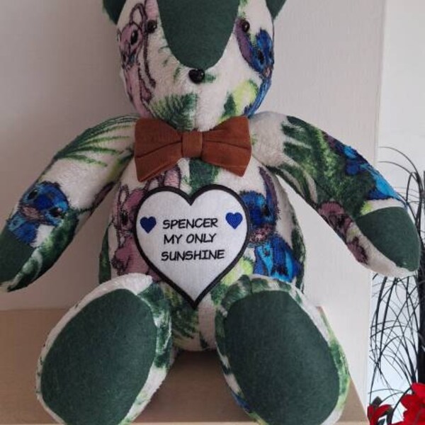 Personalised Heart Shaped Memory Patch Memory Bear Patch Memory Cushion ...