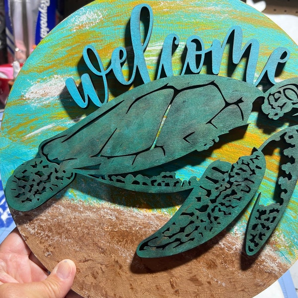 Turtle Door Hanger SVG - Laser Cut Files - Beach SVG - Turtle SVG ...
