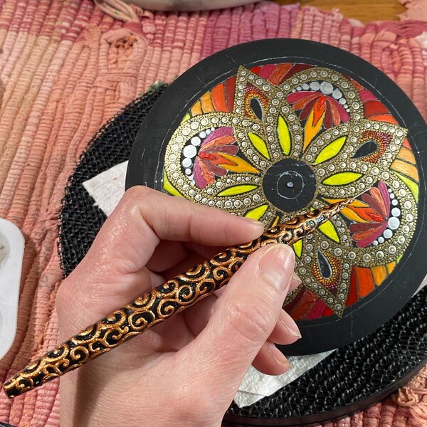 Mandala Dot Art Stone | Dot Mandala Home Decoration - Etsy
