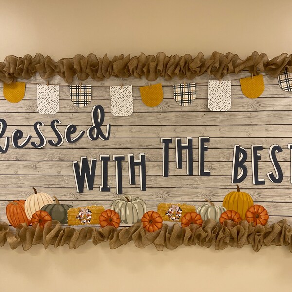Thanksgiving Bulletin Board Plaid Decorations November Classroom Decor ...