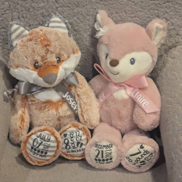 Teddy Bear Birth Stats Stuffed Animal, Personalized Plush Bear Birth ...