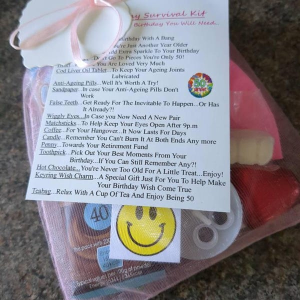 70th Birthday Survival Kit Gift, a Great Greeting Card Alternative, Fun ...