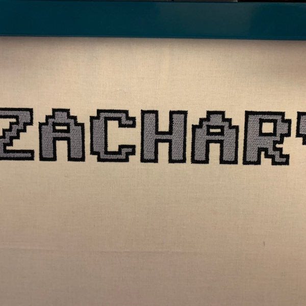 Miner Bricks Pixel Font Machine Embroidery Applique Alphabet, Monogram ...