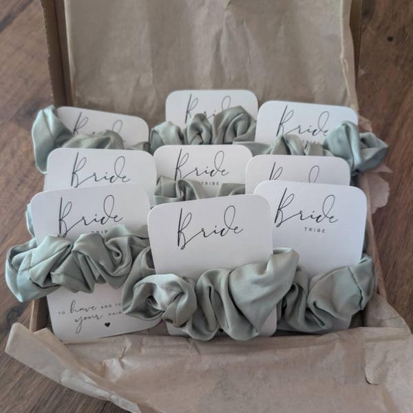 Sage Hen Do Scrunchies | Bride Tribe Favours - Spring Hen Do - I Do ...