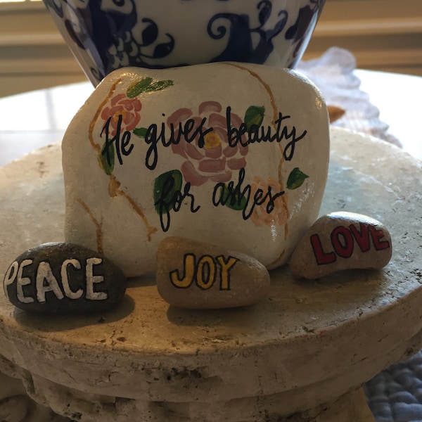 Encouraging Words Painted Rocks One-of-a-kind Gift Kintsugi Inspired ...