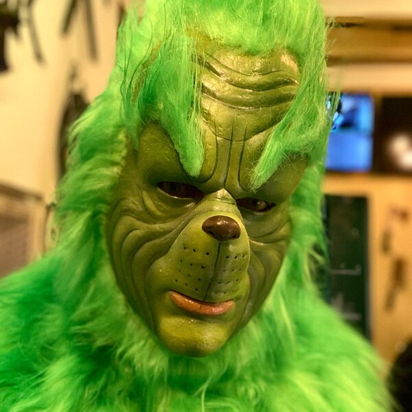 The Grinch Latex Mask, Jim Carrey Movie, Christmas Green Mask, Fuddy ...