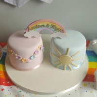 Personalised Small Pastel Rainbow Cake Topper, Custom Name, Birthday ...