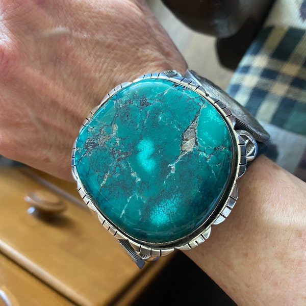 Navajo Artisan-tyler BROWN-3 Panel-lapis Cluster 2" Width Sterling Cuff ...