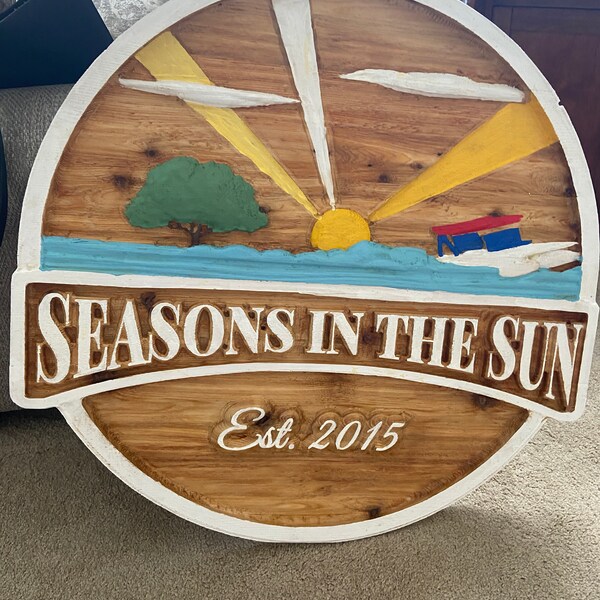 Custom Carved CNC Cedar Sign, Cottage, Ranch, Farm, Flag, Water ...