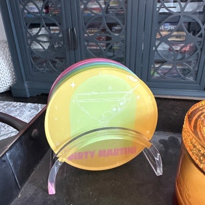 U-shape Acrylic Coaster Holder Display holds 4 Coasters Coffee Table ...