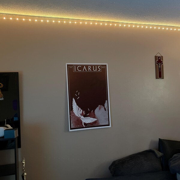 Icarus Falling Poster Mythology Wall Art Red Room Decor Mythology Art ...