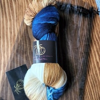 Dragonfly in Amber - Blue, Gold, Yellow, White Merino Nylon Yarn ...