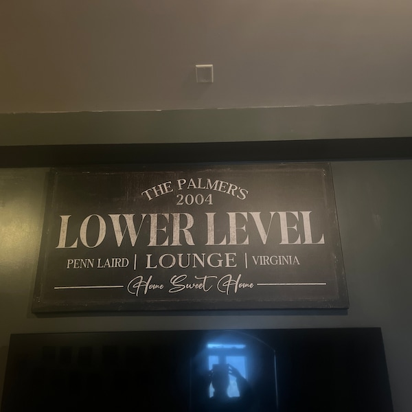 Personalized Lower Level Sign, Rustic Basement Bar Sign, Vintage Man ...