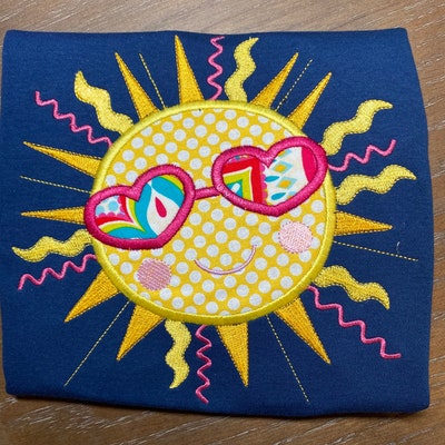 Summer Sun, Applique Design, Machine Embroidery Design, Smiling Sun ...