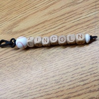 Car Charms Hanging Keychains Silicone Beaded Wood Engraved Rearview ...