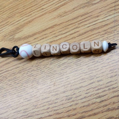 Car Charms Hanging Keychains Silicone Beaded Wood Engraved Rearview ...