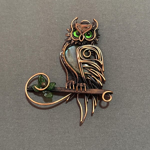 Peacock Wire Wrapped Pendant With Labradorite | Handmade Copper Wire ...