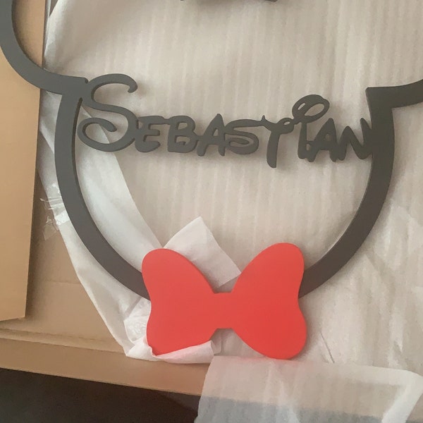 Wooden Mickey Mouse, Disney Mickey Mouse With Bow Tie, Wooden Name Sign ...