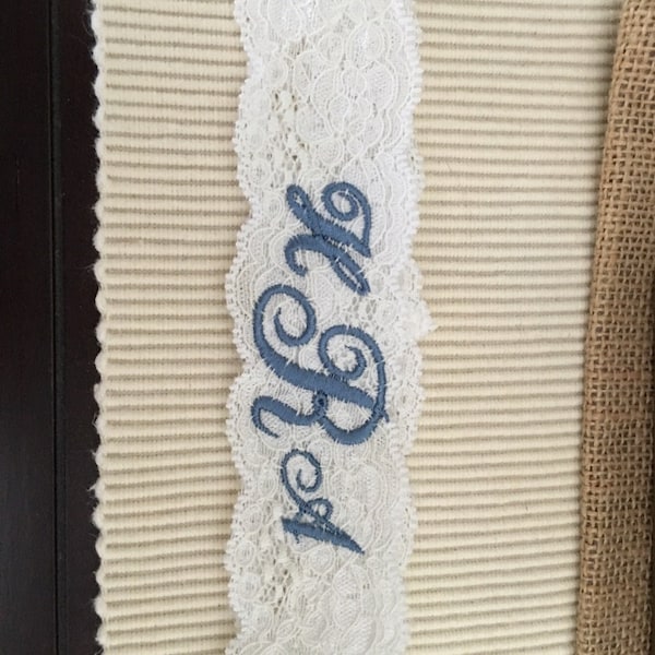 Personalized Embroidered Jacqueline Wedding Lace Stretch Garter With ...