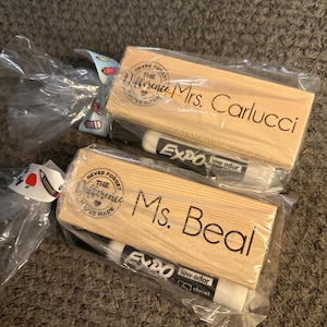 Personalized Teacher Whiteboard/chalkboard Eraser Gift Set, Hand ...