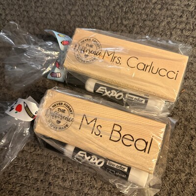Personalized Teacher Whiteboard/chalkboard Eraser Gift Set, Hand ...