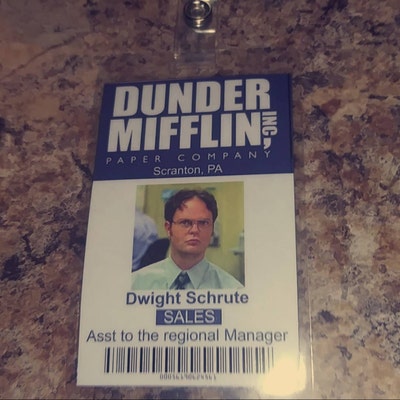 The Office Dwight Schrute Dunder Mifflin ID Badge Cosplay Costume Name ...