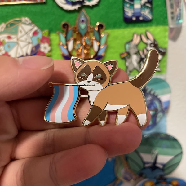 Bisexual Pride Flag Cat Hard Enamel Pin | Lapel Pin | Bi Flag Pin ...