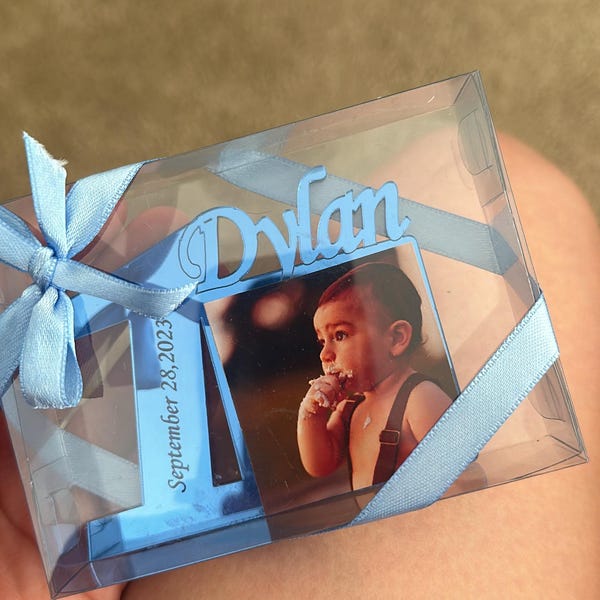 Custom Birthday Photo Favors, Personalized Mirror Magnet, Baby Photo ...