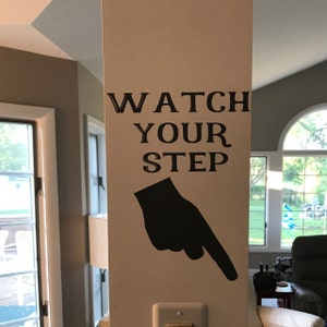 Please Watch Your Step Vinyl Decal, Door Decal, Pointing Finger Hand ...