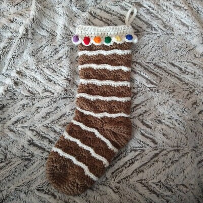 The Gingerbread Stocking Crochet Pattern Christmas Stocking Crochet ...