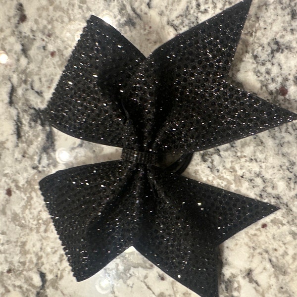 Glitter and Rhinestone Cheer Bow - Black on Black - Etsy