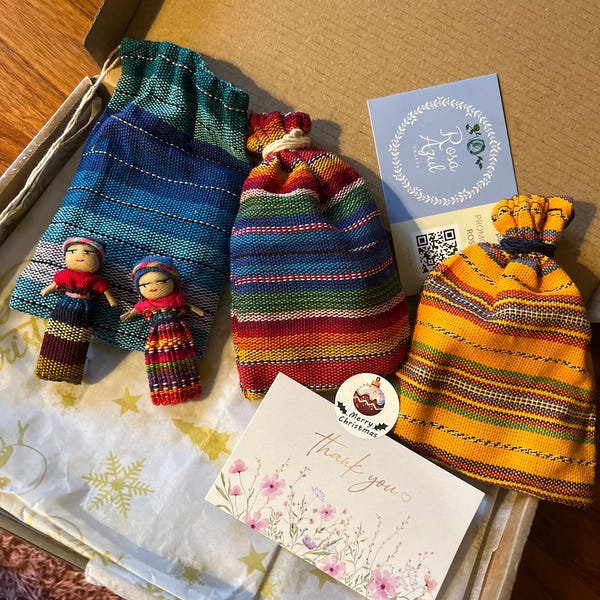 Guatemalan Worry Dolls, 6 Dolls in a Bag, Trouble Dolls for Stress ...