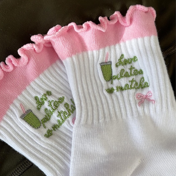 Love Pilates so Matcha! Grip Non Slip Sock With Heart Grips for Pilates ...