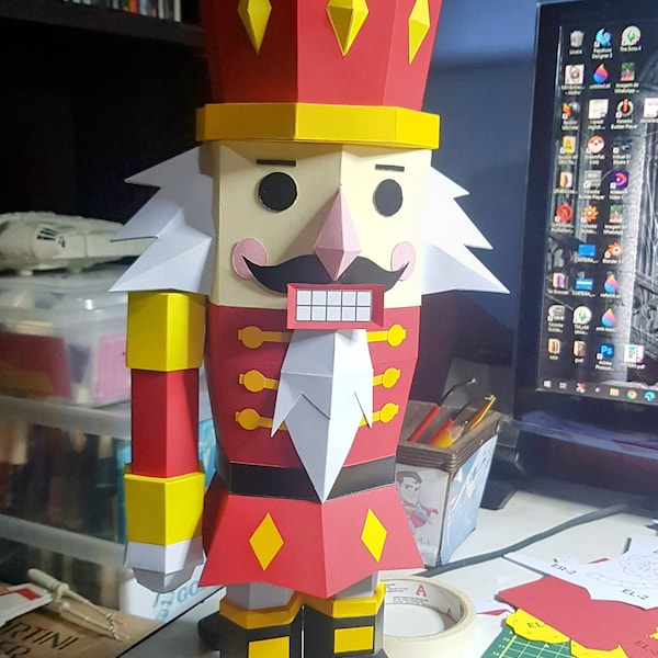 Nutcracker Papercraft 3D – Low Poly PDF Svg Dxf Template | Pepakura ...