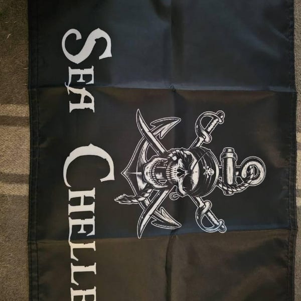 Custom Pirate Flag With Your Text and Choice of Font - Anchor Skull ...