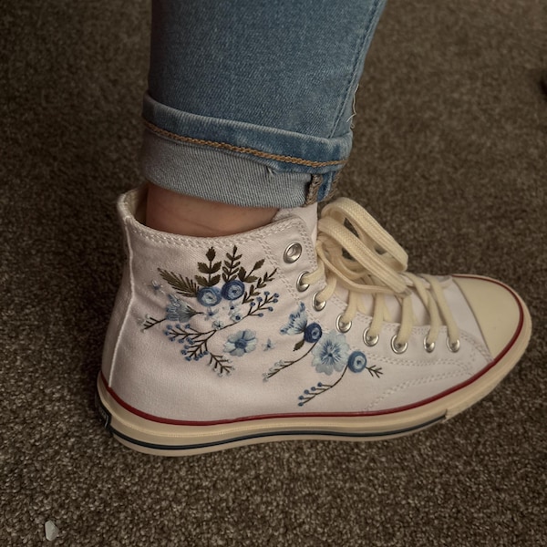 Embroidered Converse/flower Converse/converse LOW Tops/converse ...