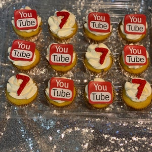 15 Youtube Cupcake Toppers PERSONALIZED Birthday Party - Etsy