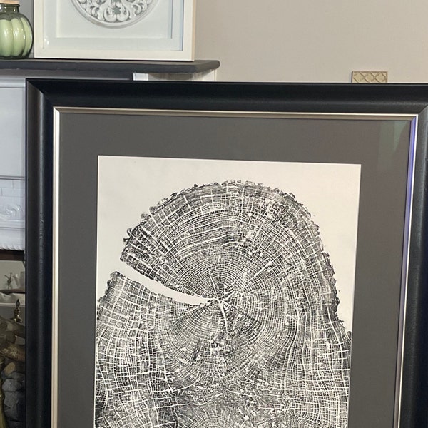 Old Ash Tree Ring Print, Tree Ring Wall Art, 24x36 Linocut Oversized ...