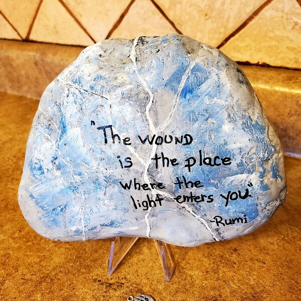 Hand Painted Natural Stone, Inspirational Quote, Nature Scene,unique ...