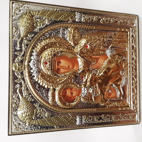Virgin Mary Three-handed Silver Christian Orthodox Icon / Greek ...